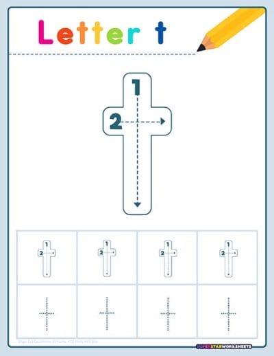 Letter T Tracing Worksheets - Superstar Worksheets