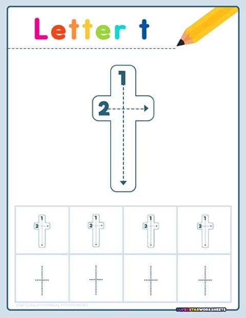 Letter T Tracing Worksheets - Superstar Worksheets