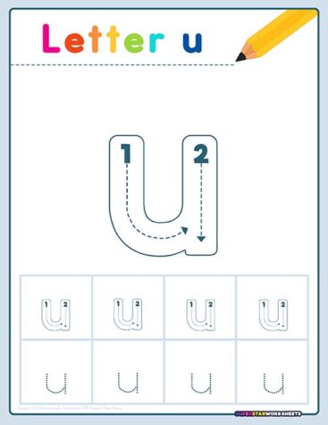 Letter U Tracing Worksheets - Superstar Worksheets