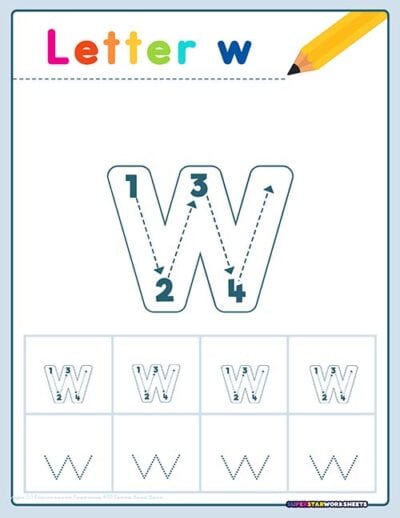 Letter W Tracing Worksheets - Superstar Worksheets