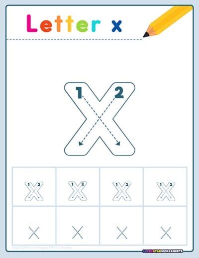 Letter X Tracing Worksheets - Superstar Worksheets