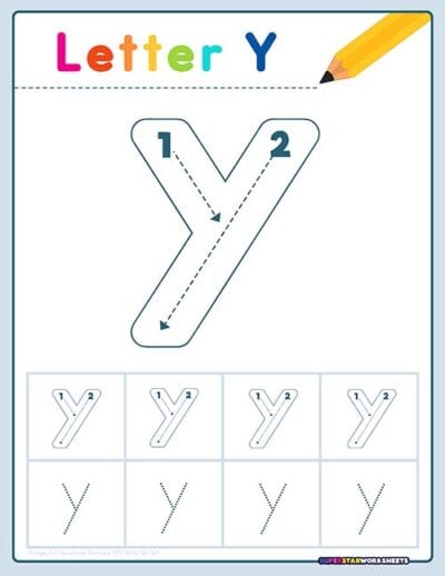Letter Y Tracing Worksheets - Superstar Worksheets