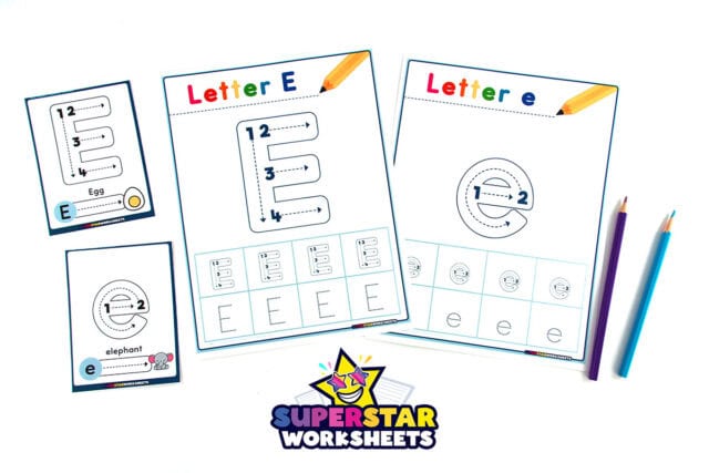 Letter E Tracing Worksheets - Superstar Worksheets