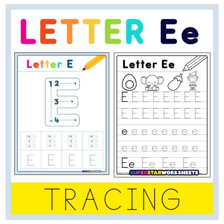 Letter E Tracing Worksheets - Superstar Worksheets