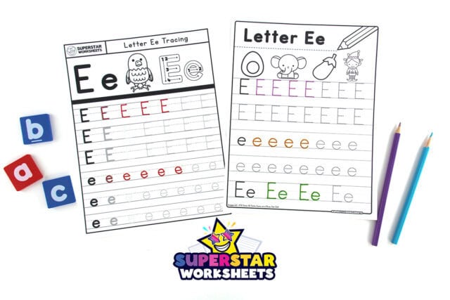 Letter E Tracing Worksheets - Superstar Worksheets