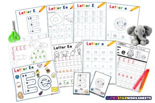 Letter E Tracing Worksheets - Superstar Worksheets