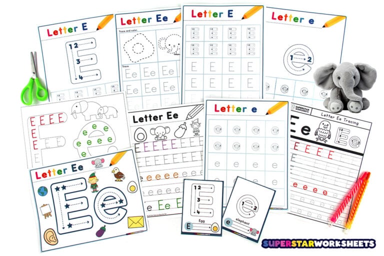 Letter E Tracing Worksheets - Superstar Worksheets