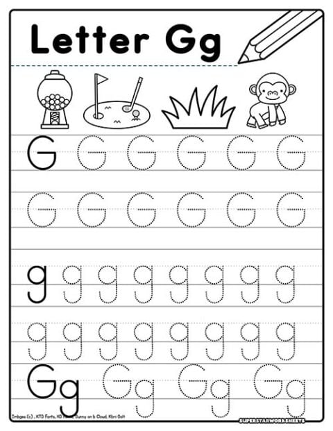 Letter G Tracing Worksheets - Superstar Worksheets