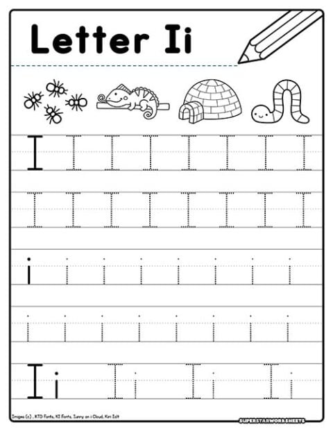 Letter I Tracing Worksheets - Superstar Worksheets