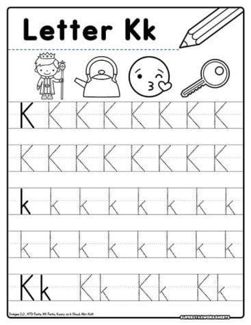 Letter K Tracing Worksheets - Superstar Worksheets