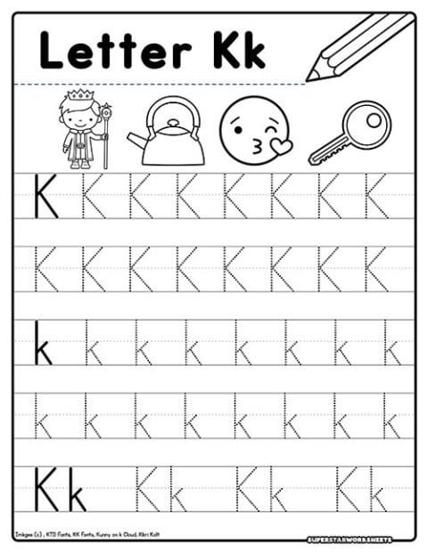 Letter K Tracing Worksheets - Superstar Worksheets