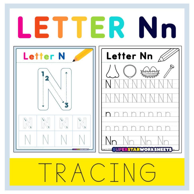 Letter N Tracing Worksheets - Superstar Worksheets