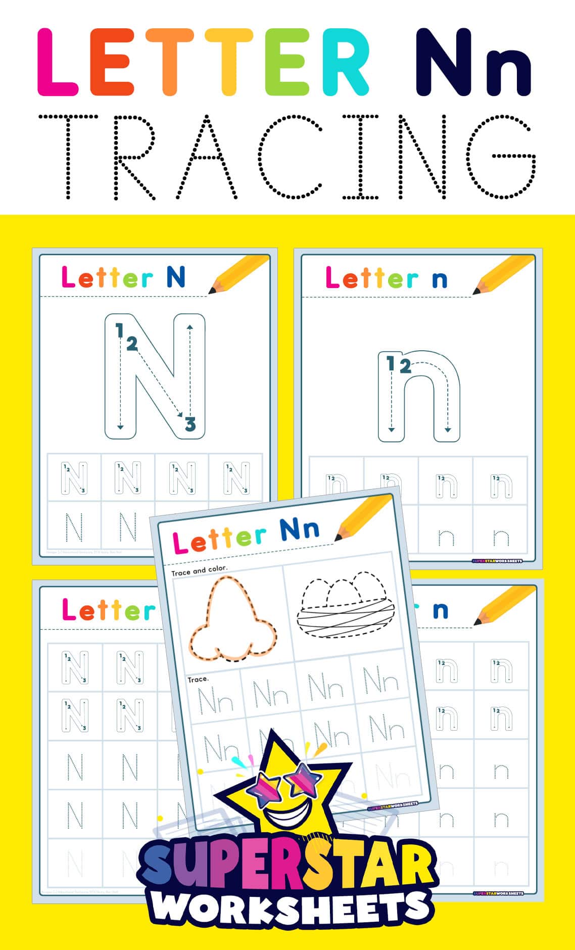 Letter N Tracing Worksheets - Superstar Worksheets