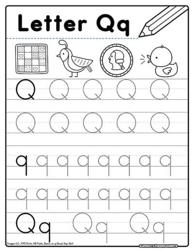 Letter Q Tracing Worksheets - Superstar Worksheets