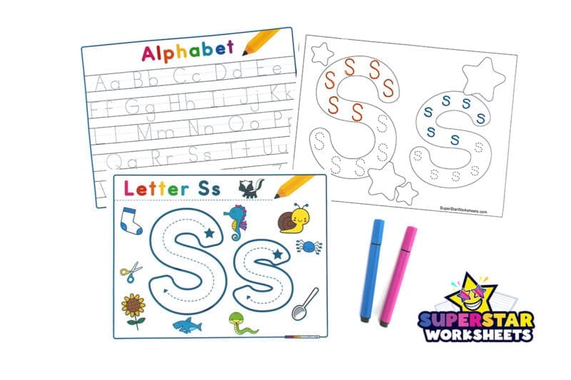 Letter S Tracing Worksheets - Superstar Worksheets