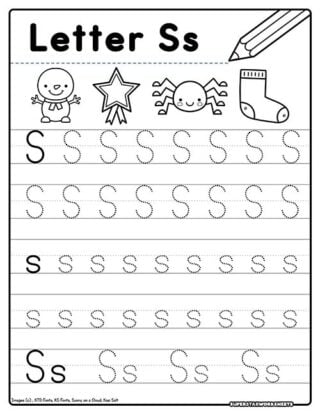 Letter S Tracing Worksheets - Superstar Worksheets