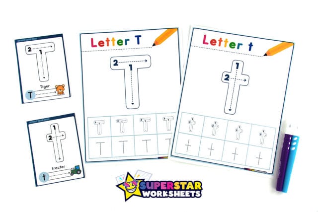 Letter T Tracing Worksheets - Superstar Worksheets