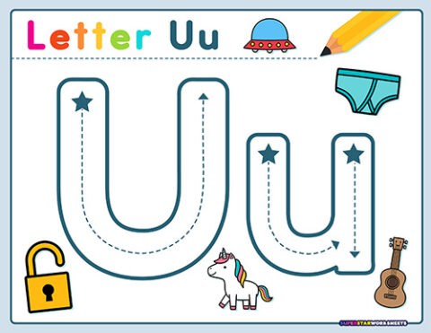 Letter U Tracing Worksheets - Superstar Worksheets