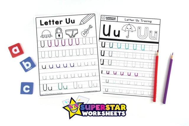 Letter U Tracing Worksheets - Superstar Worksheets