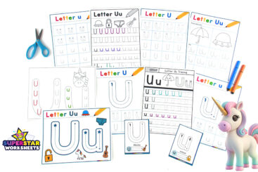 Letter U Tracing Worksheets - Superstar Worksheets