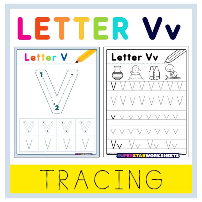 Letter V Tracing Worksheets - Superstar Worksheets