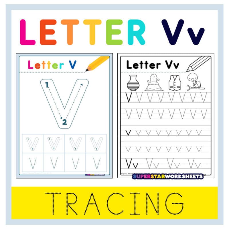 Letter V Tracing Worksheets - Superstar Worksheets