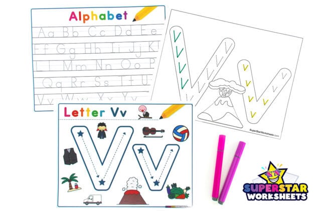 Letter V Tracing Worksheets - Superstar Worksheets