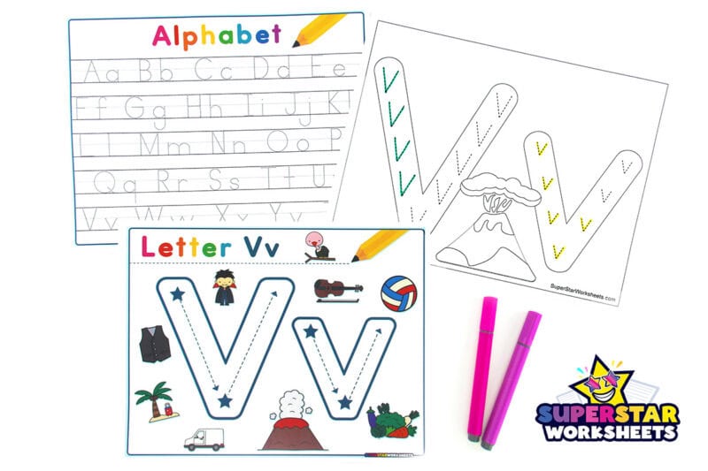 Letter V Tracing Worksheets - Superstar Worksheets