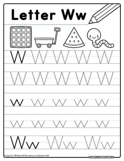 Letter W Tracing Worksheets - Superstar Worksheets