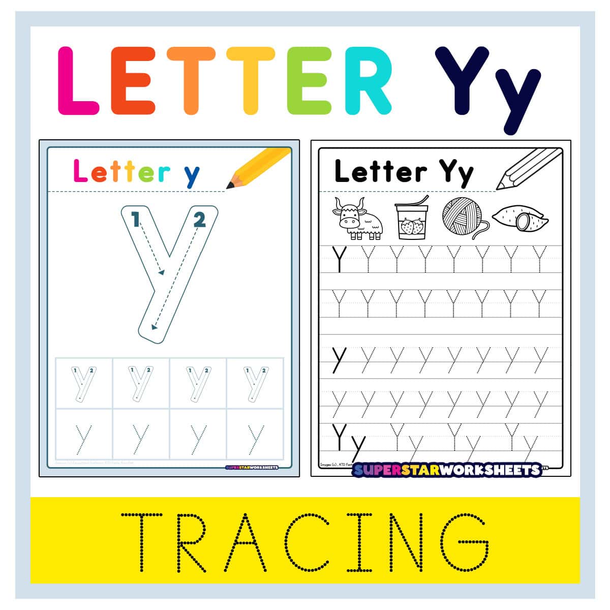 Letter Y Tracing Worksheets - Superstar Worksheets