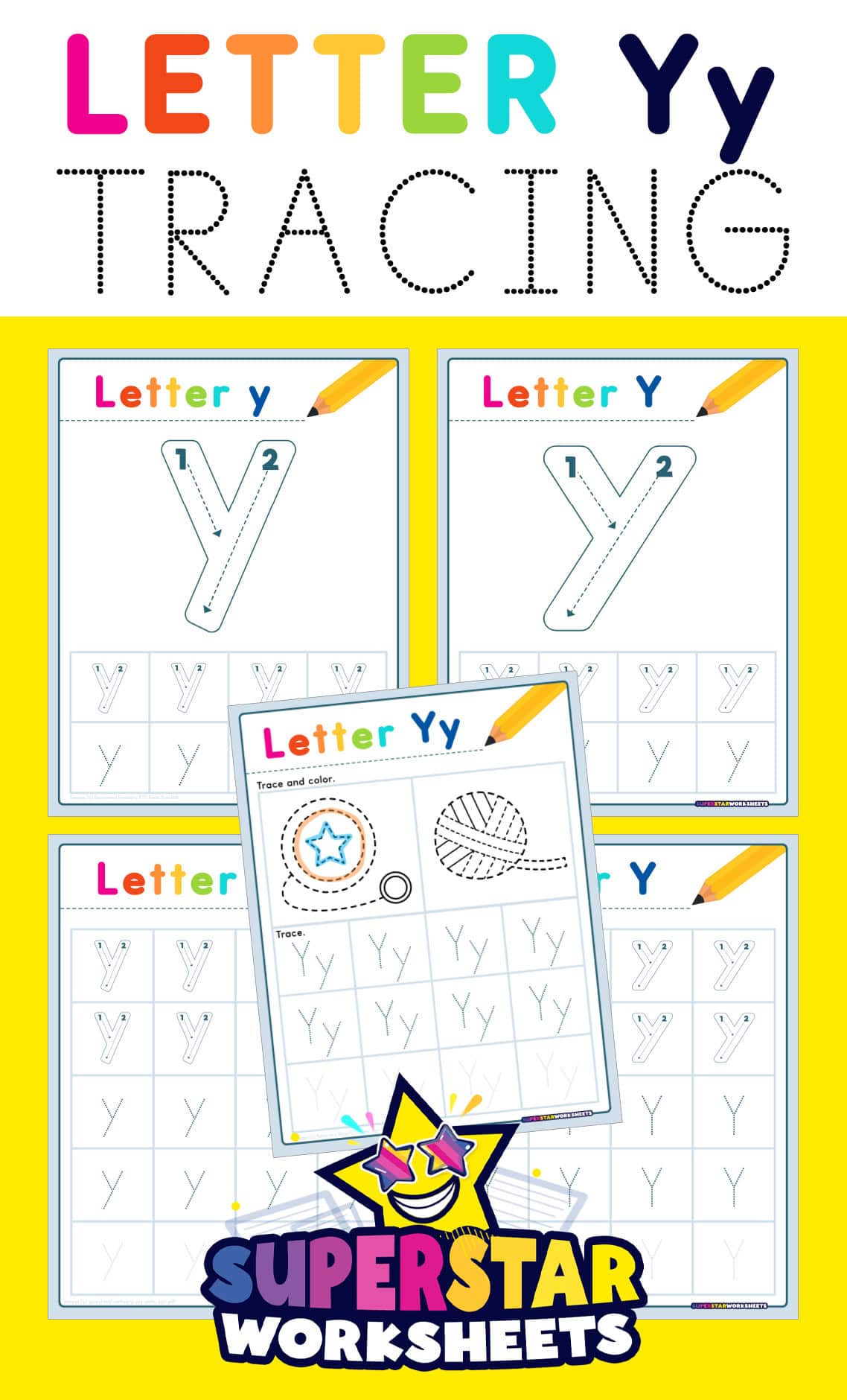 Letter Y Tracing Worksheets - Superstar Worksheets
