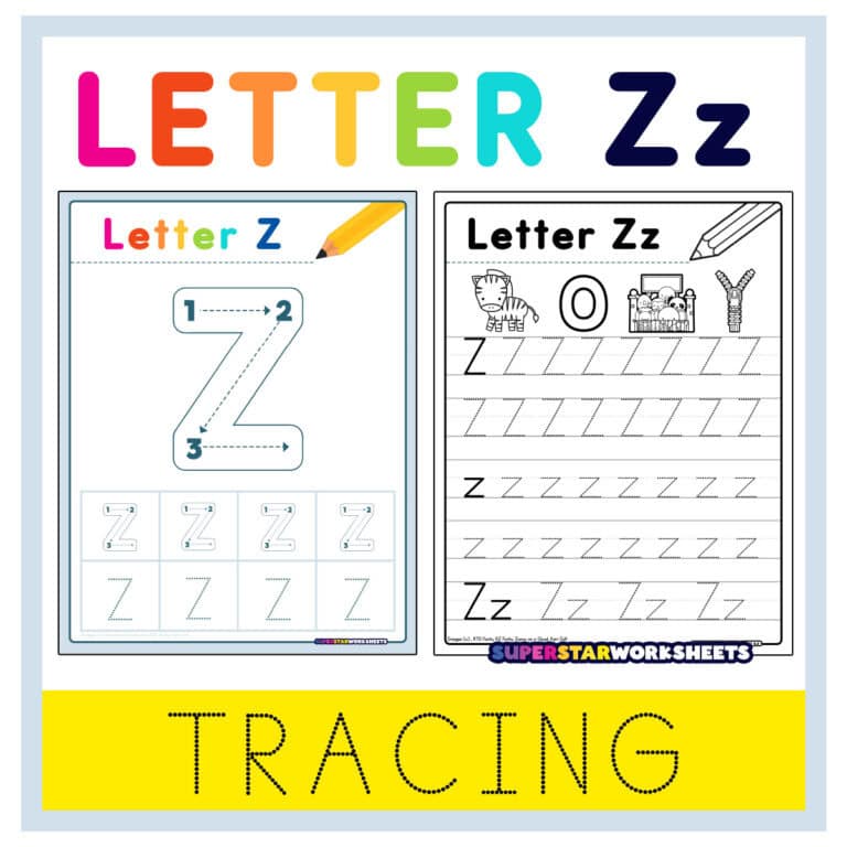 Letter Z Tracing Worksheets - Superstar Worksheets
