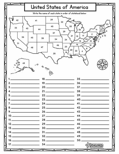 USA Map Worksheets - Superstar Worksheets