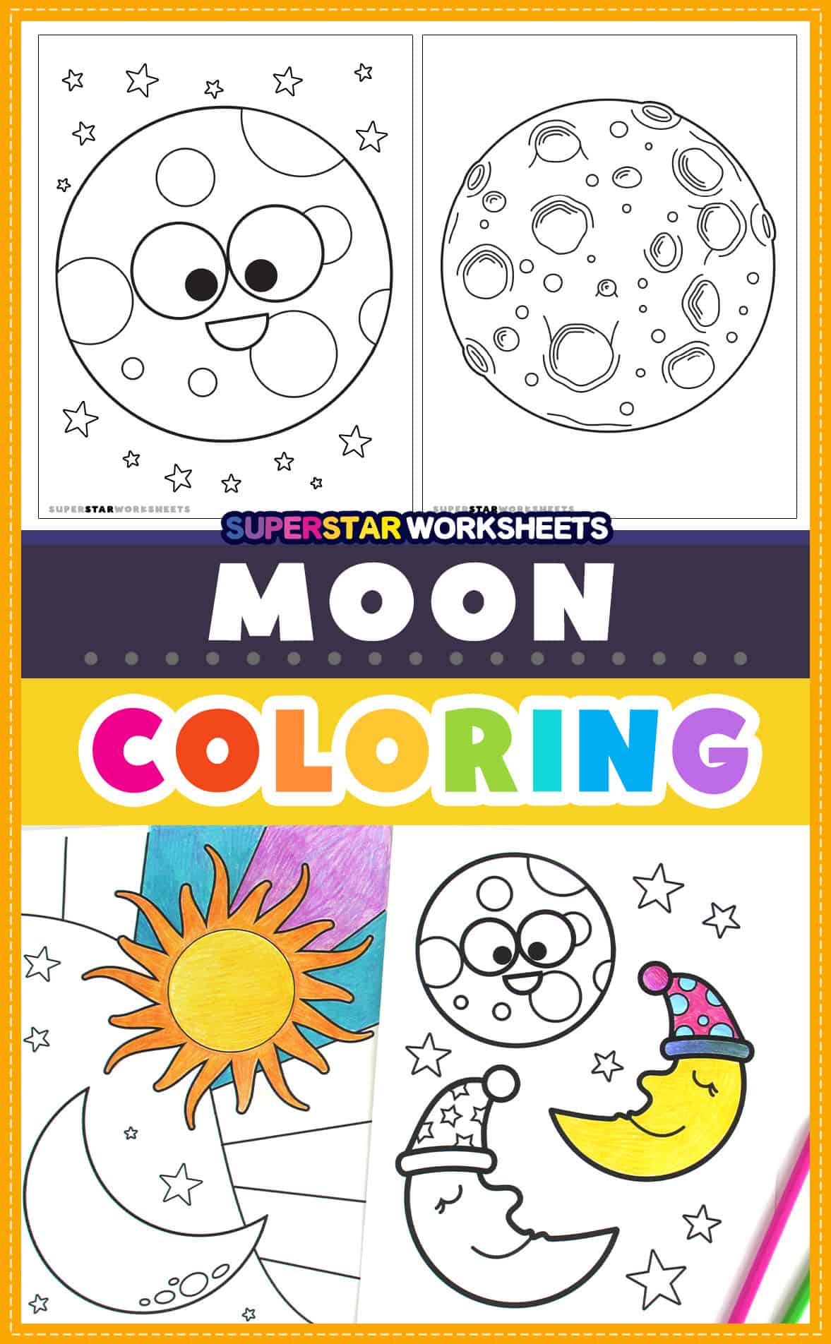Moon Coloring Pages (Free Printables) - Superstar Worksheets