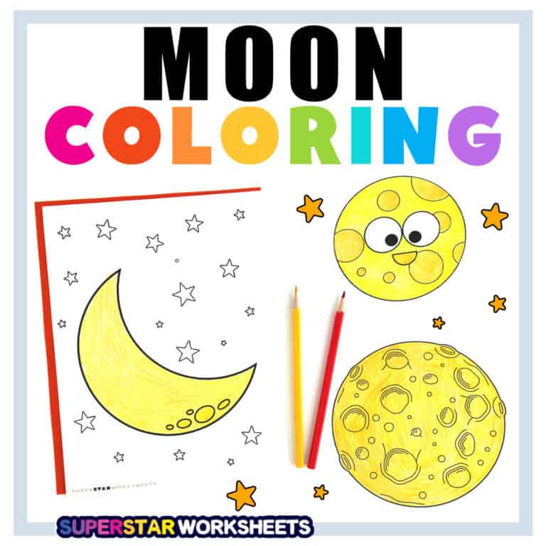 Moon Coloring Pages (Free Printables) - Superstar Worksheets