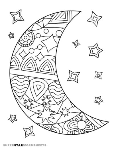 Moon Coloring Pages (Free Printables) - Superstar Worksheets