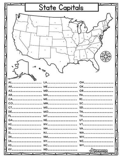 USA Map Worksheets - Superstar Worksheets
