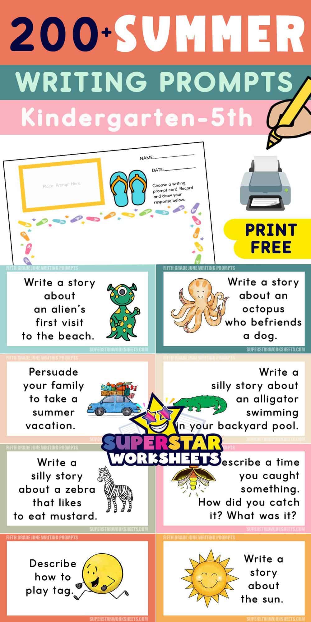 Summer Writing Prompts - Superstar Worksheets