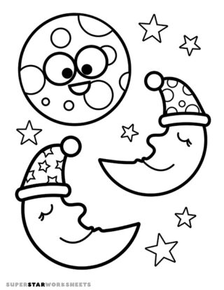 Moon Coloring Pages (Free Printables) - Superstar Worksheets