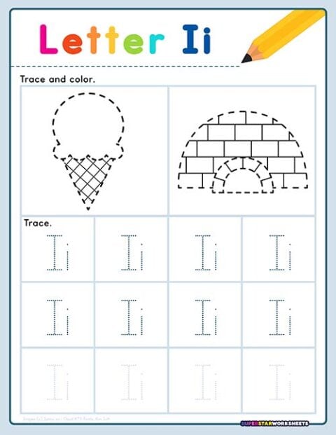 Letter I Tracing Worksheets - Superstar Worksheets