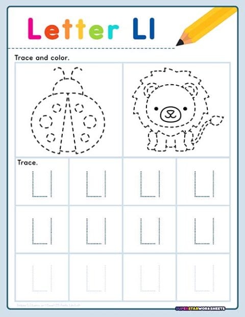 Letter L Tracing Worksheets - Superstar Worksheets