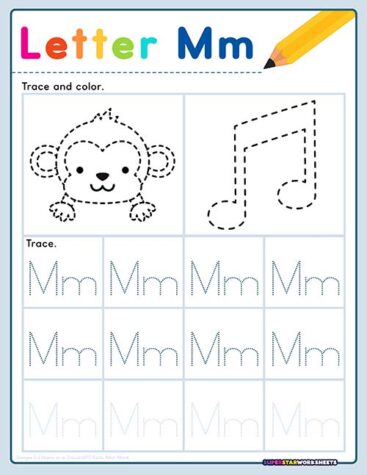 Letter M Tracing Worksheets - Superstar Worksheets