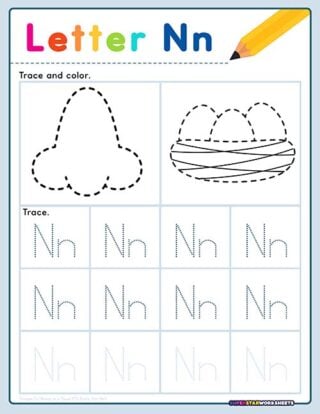Letter N Tracing Worksheets - Superstar Worksheets