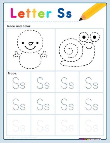 Letter S Tracing Worksheets - Superstar Worksheets