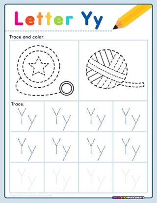 Letter Y Tracing Worksheets - Superstar Worksheets