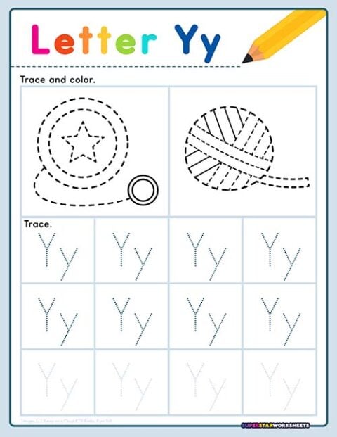Letter Y Tracing Worksheets - Superstar Worksheets