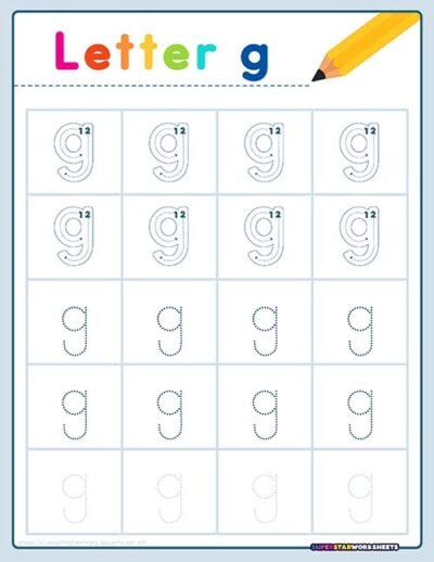 Letter G Tracing Worksheets - Superstar Worksheets