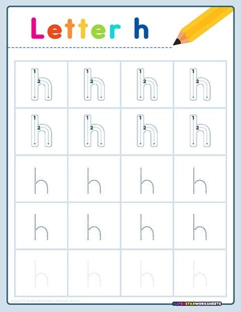 Letter H Tracing Worksheets - Superstar Worksheets