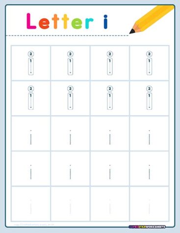 Letter I Tracing Worksheets - Superstar Worksheets