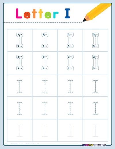 Letter I Tracing Worksheets - Superstar Worksheets